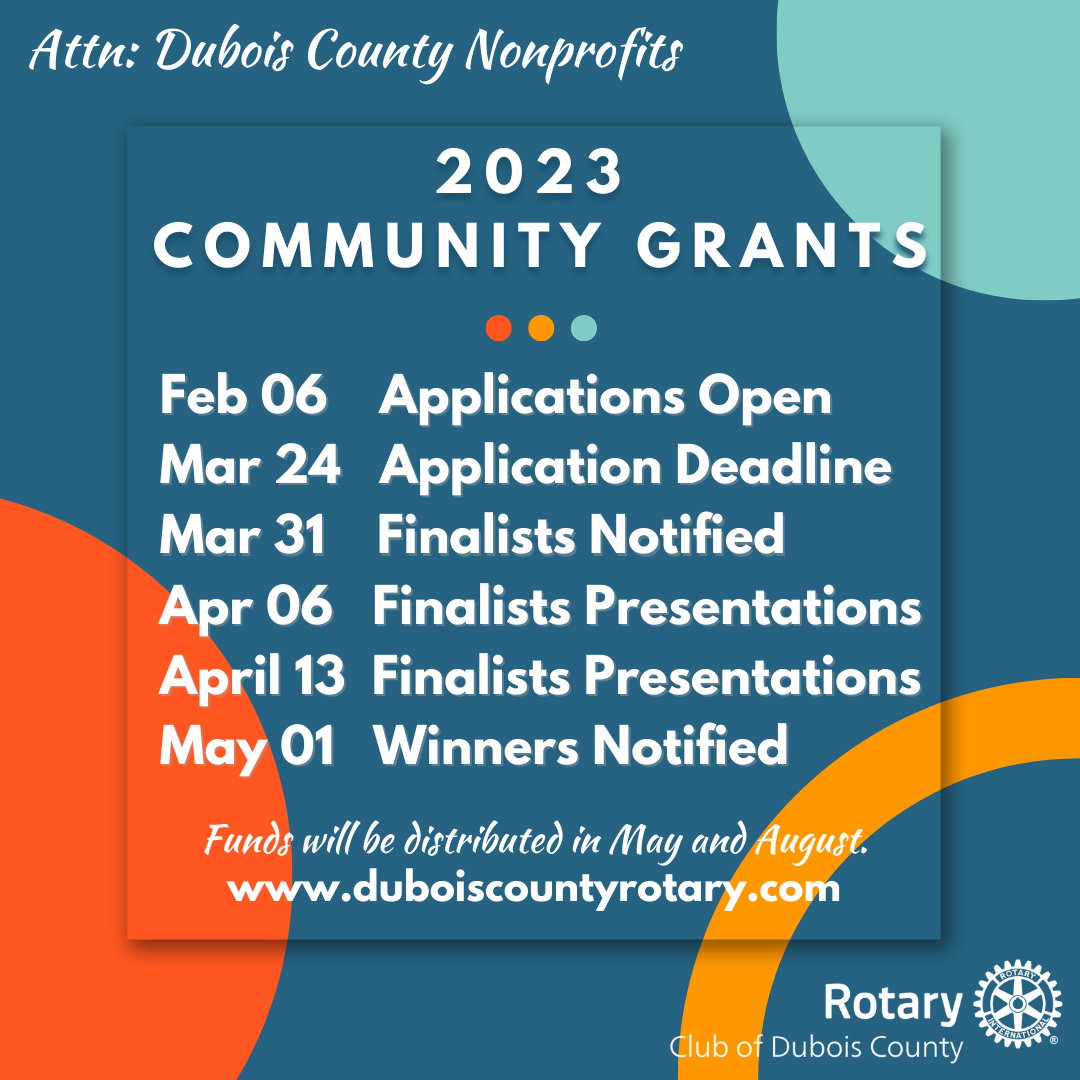 2023 Grant Cycle Announced by The Rotary Club of Dubois County - 18 WJTS